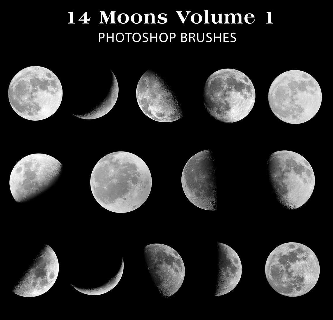 14 Moon Photoshop Silhouette Brushes Volume 1 - Etsy