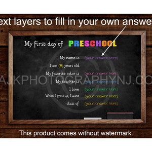 First Day of Preschool Customizable PSD Digital Background, Back to ...