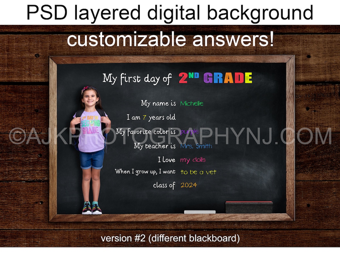 First Day of Second Grade Customizable PSD Digital Backdrop, Back to ...