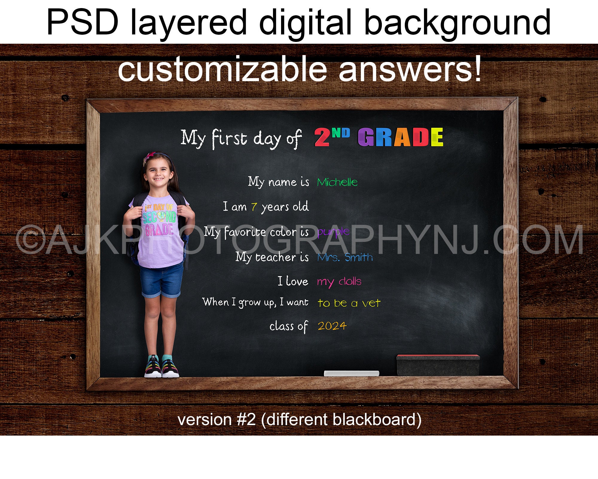 First Day of Second Grade Customizable PSD Digital Backdrop, Back to ...