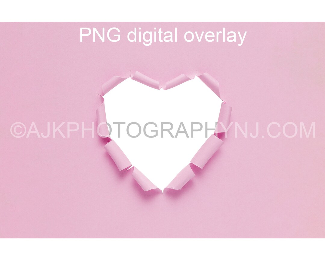 Valentines Day Digital Background, Heart Shaped Hole in Pink Paper, PNG ...