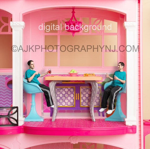 Miniature People Sitting in a Doll House Digital Backdrop | Etsy