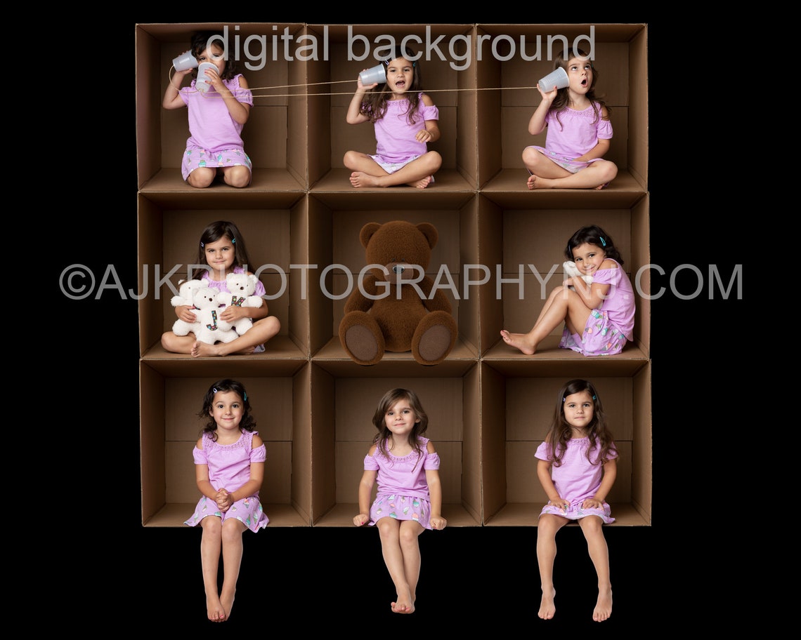 PNG Overlay 9 Empty Cardboard Boxes Template Inside the Box - Etsy