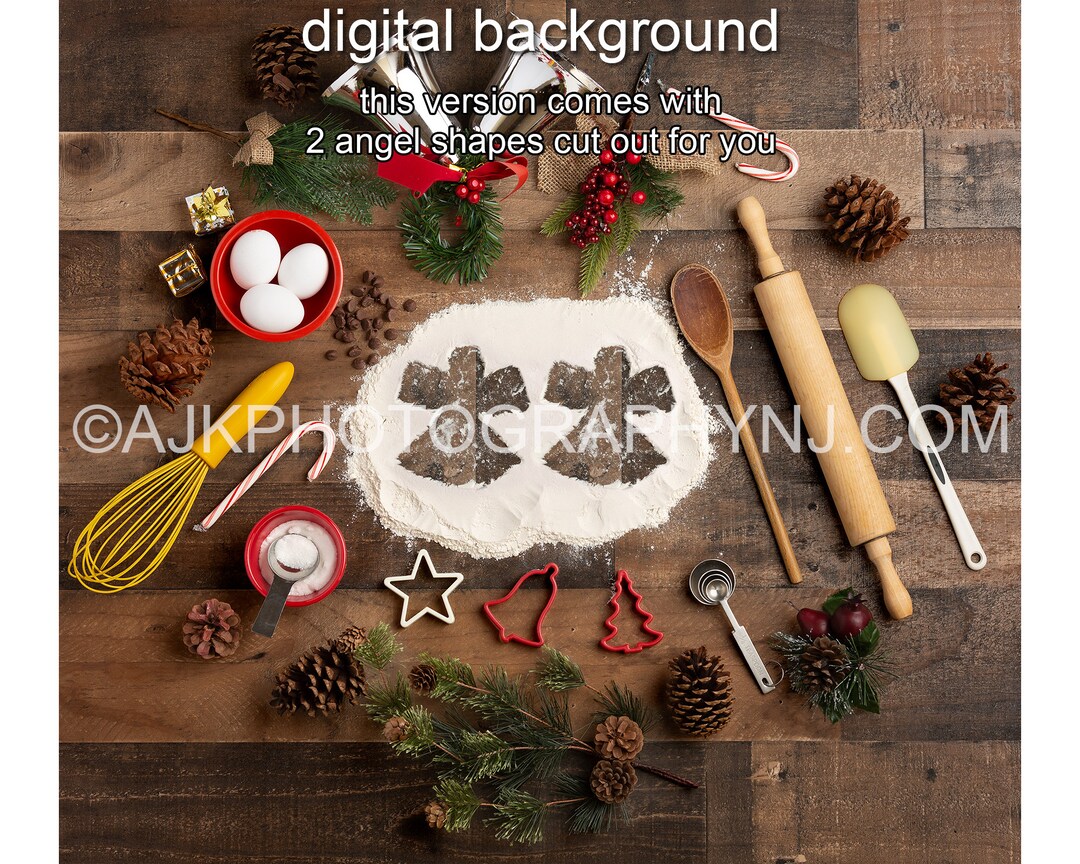 Christmas Digital Backdrop, Christmas Flour Angel With 2 Angel Shapes ...