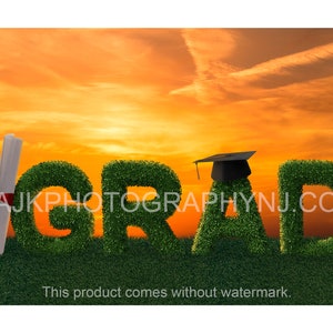 Graduation Digital Background, Giant Bush Letters Spelling GRAD in ...