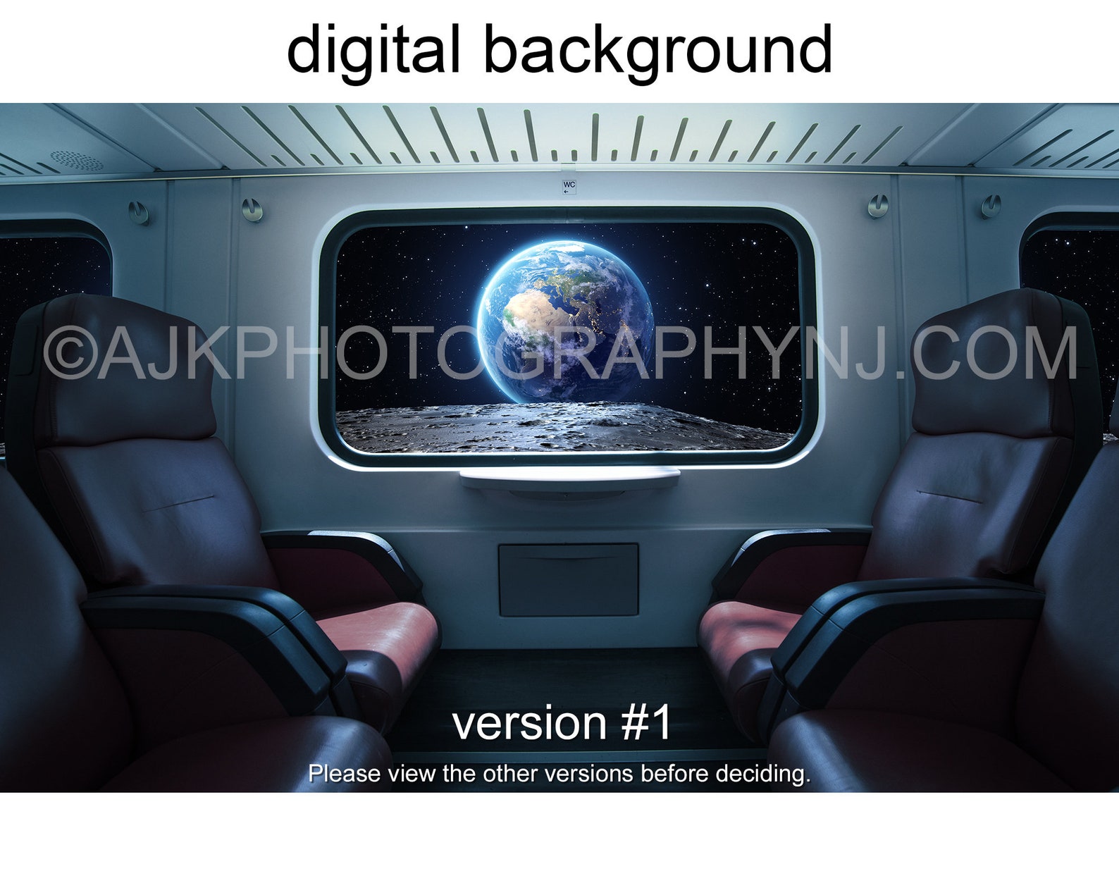 Outer Space Digital Backdrop View of the Earth Moon and - Etsy