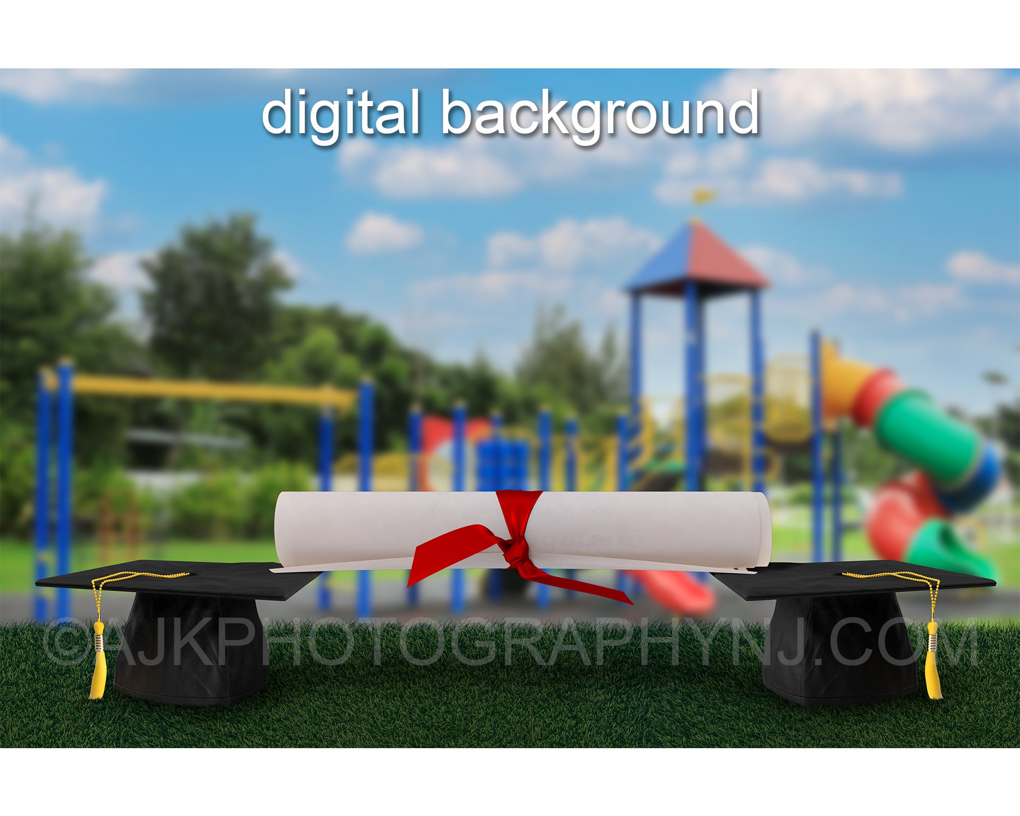 Graduation Digital Background Giant Graduation Caps and - Etsy