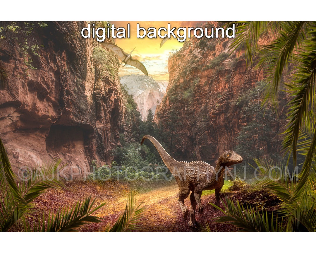 Dinosaur Digital Backdrop, Riding a Little Dinosaur, Flying Dinosaurs ...