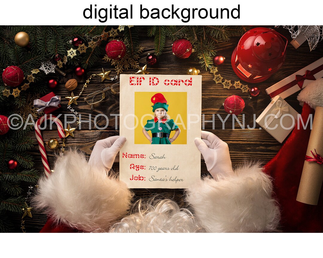 Elf ID Card, Christmas Digital Background - Etsy