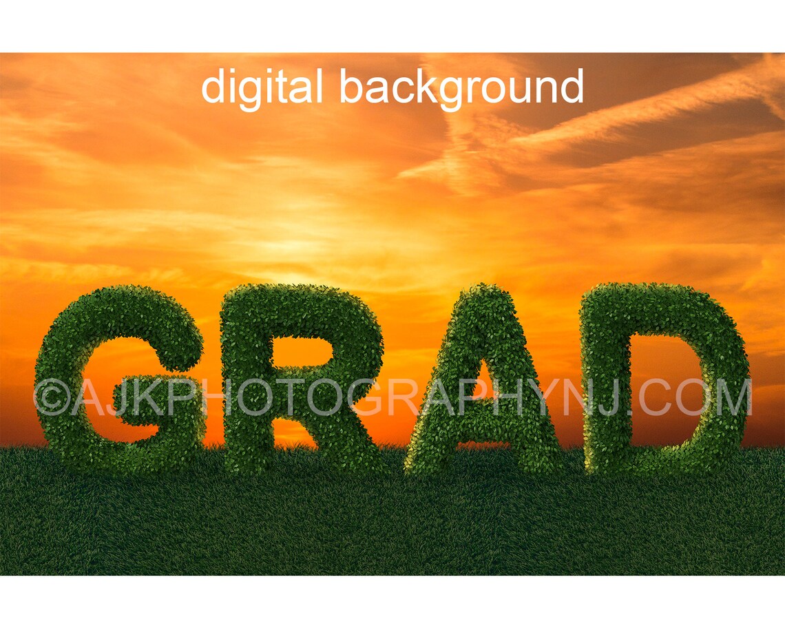 Graduation Digital Background Bush Letters Spelling GRAD in - Etsy