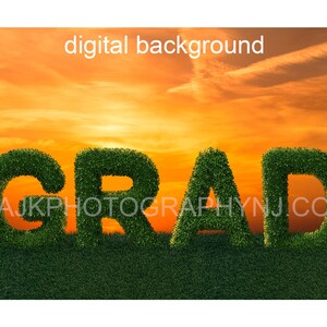 Graduation Digital Background, Bush Letters Spelling GRAD in Grassy ...