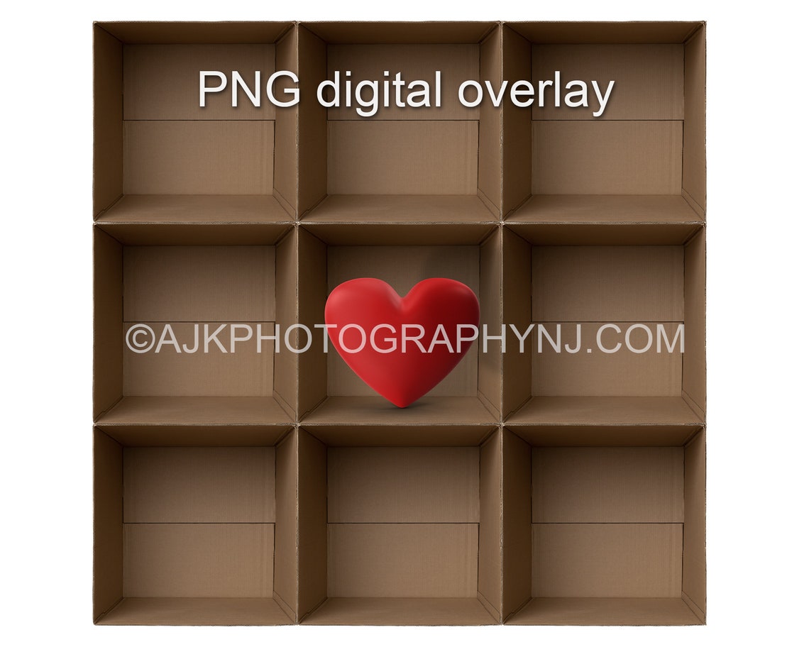 PNG Overlay 9 Empty Cardboard Boxes Template Valentines Day | Etsy