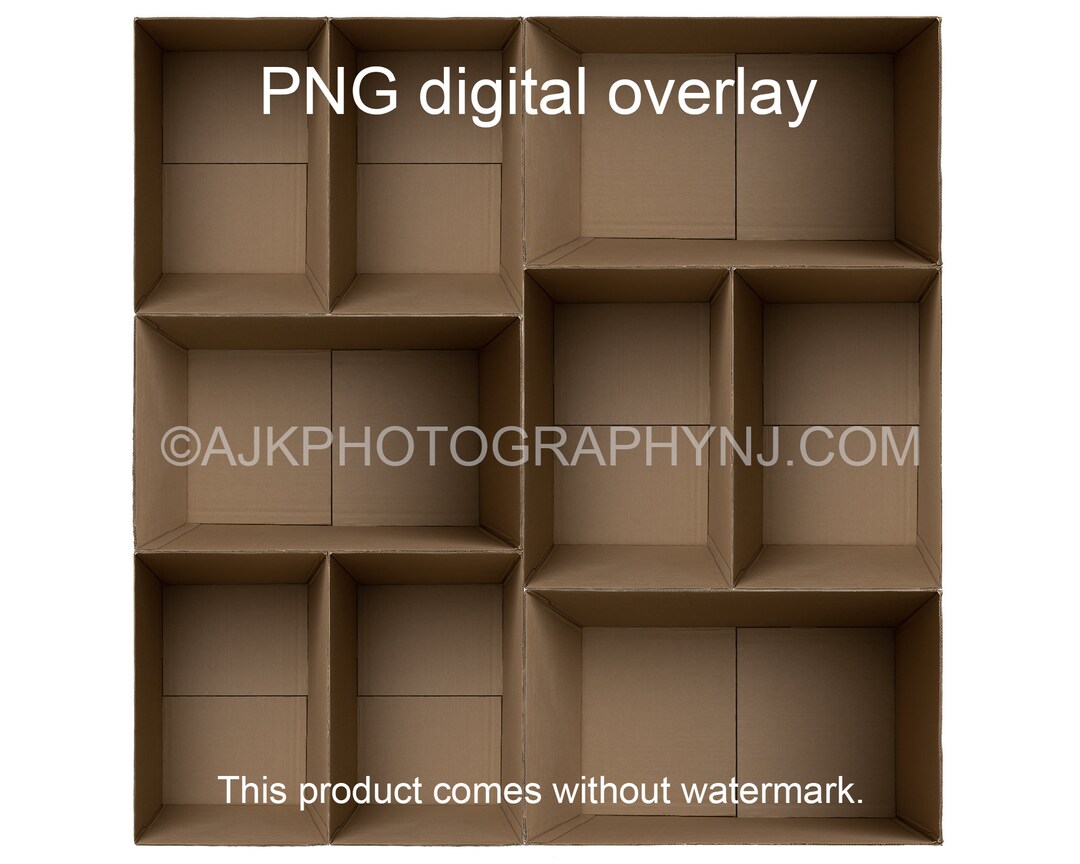 9 Empty Rectangular Cardboard Boxes Template, PNG Digital Overlay - Etsy