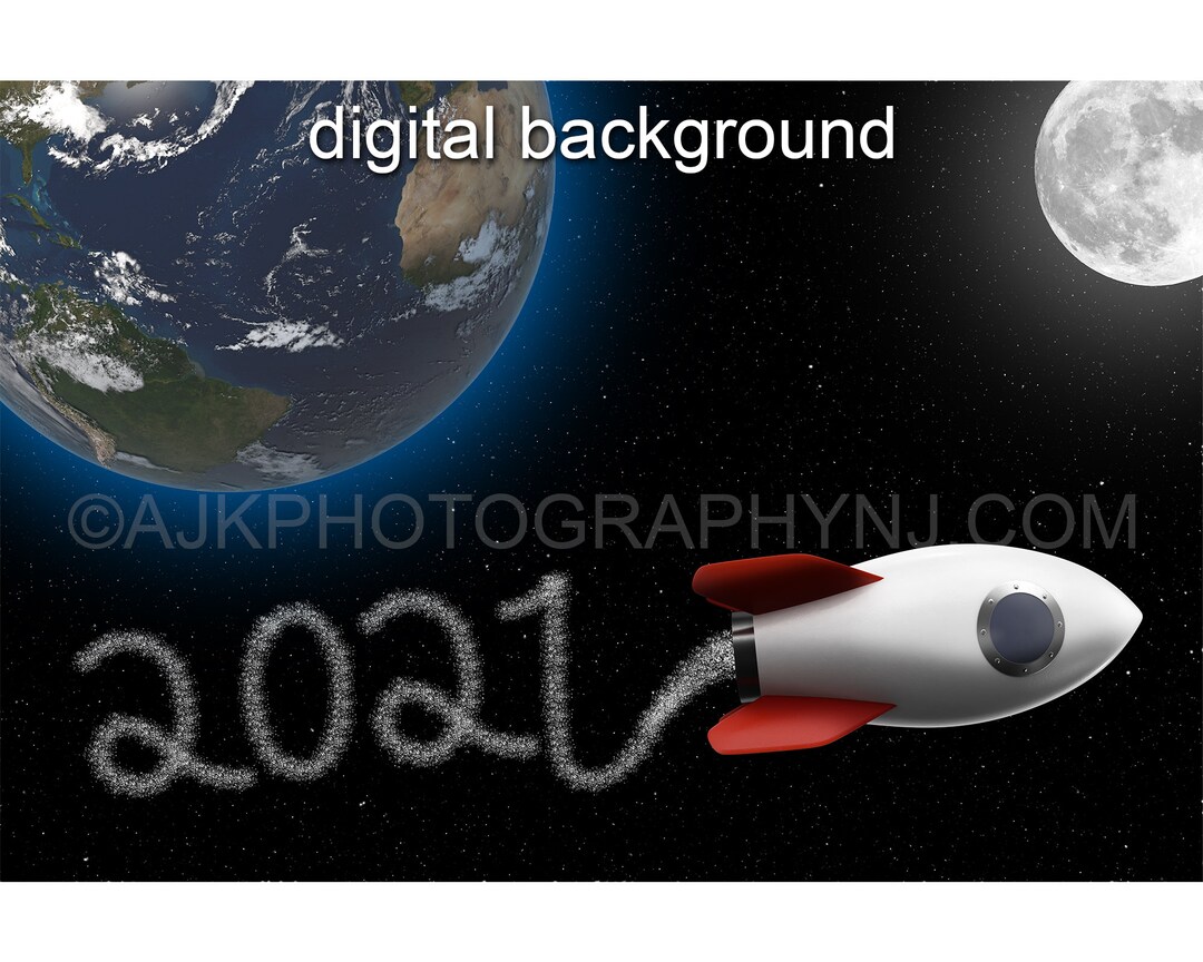 Graduation Digital Backdrop, 2021 Digital Background, Rocket Ship With ...