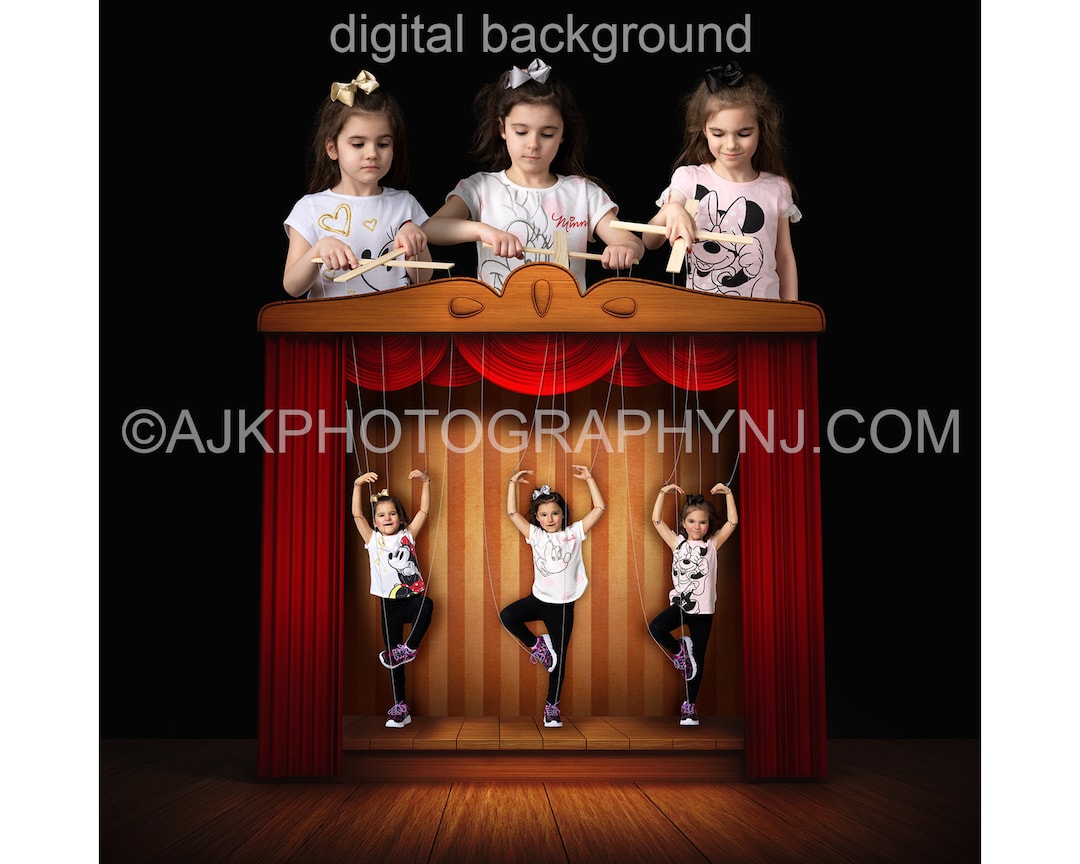 Puppet Theater Digital Background, Puppet Stage Digital Backdrop - Etsy