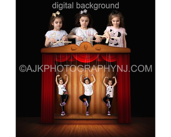 Puppet Theater Digital Background Puppet Stage Digital - Etsy