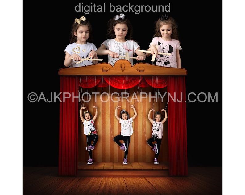 Puppet Theater Digital Background, Puppet Stage Digital Backdrop - Etsy