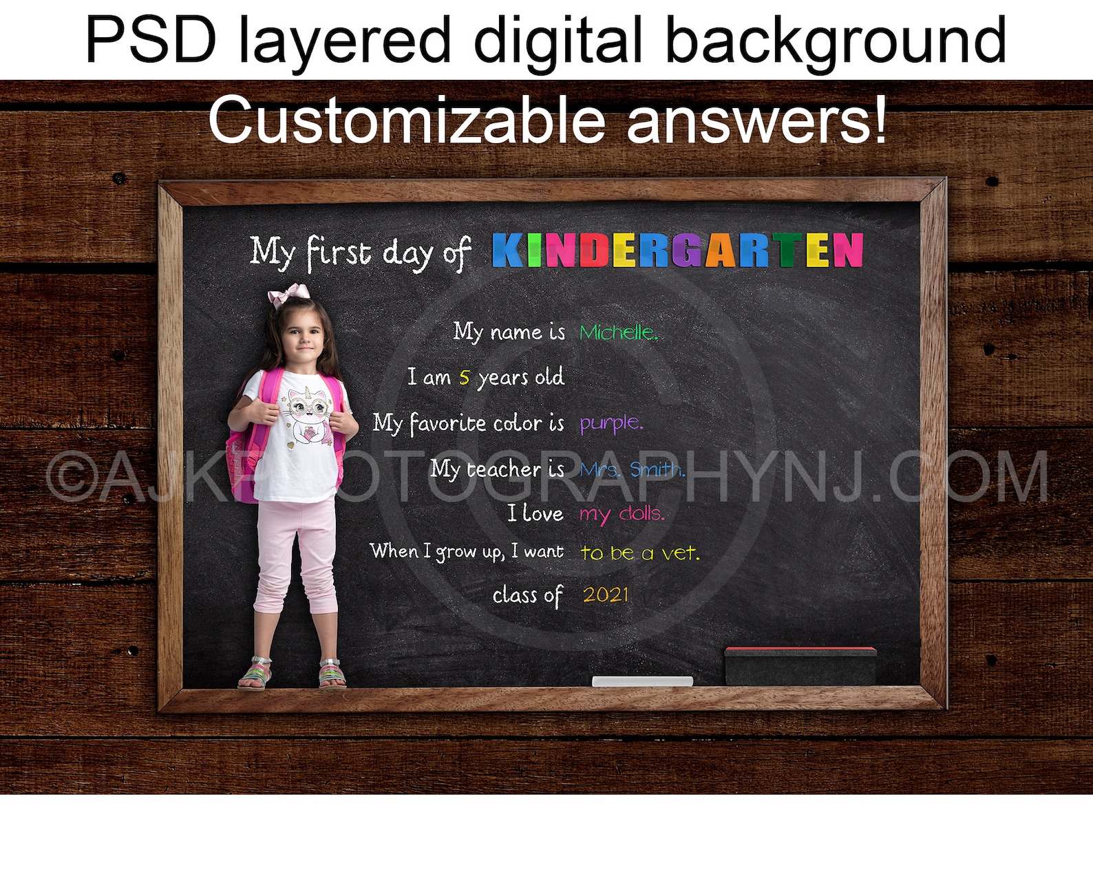 First Day of Kindergarten Customizable PSD Digital Background | Etsy