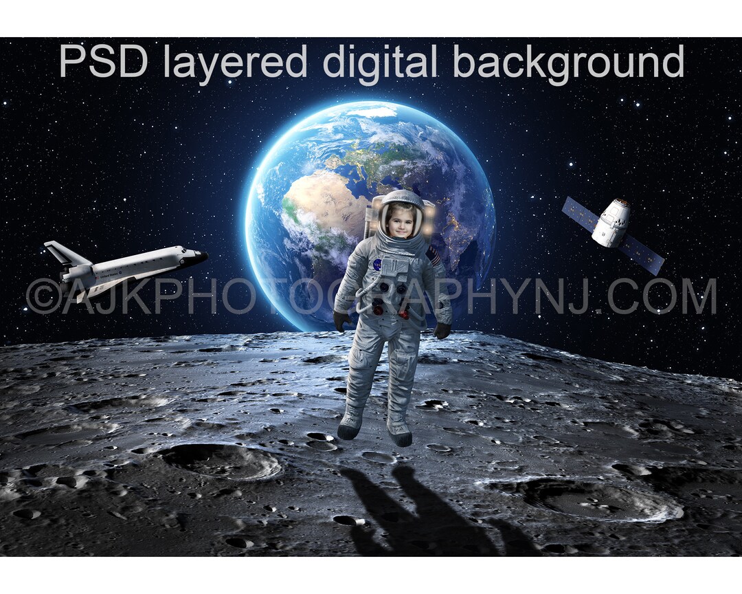 Astronaut Digital Background, One Astronaut in Outer Space on the Moon ...