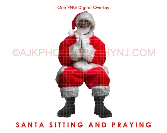 Black Santa Sitting and Praying PNG Digital Overlay | Etsy