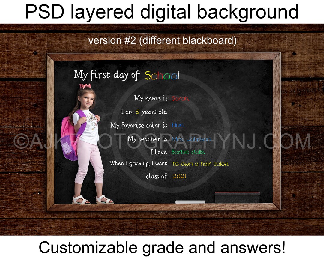 First Day of School Customizable PSD Digital Background, Version 2 - Etsy
