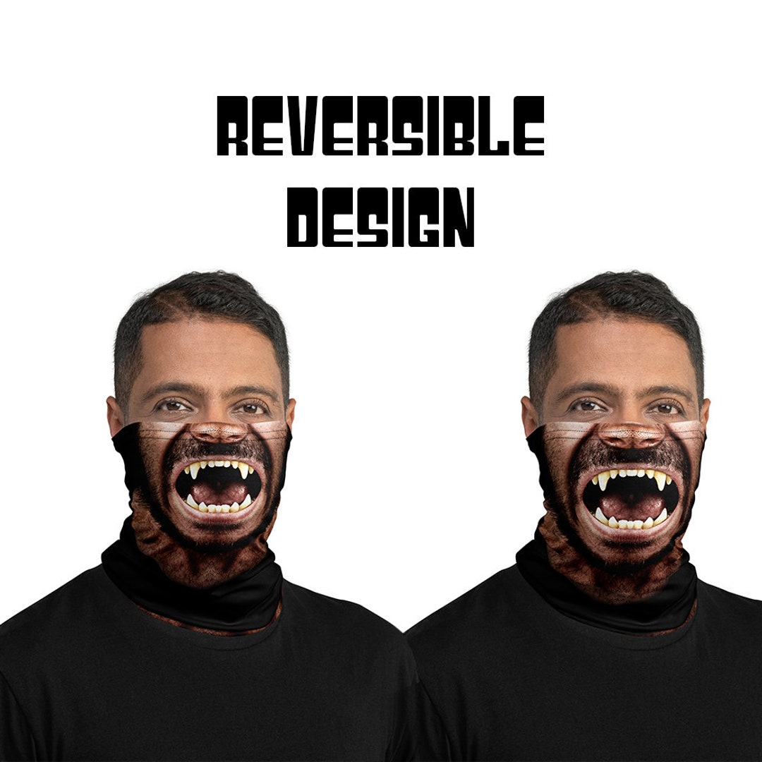 WOLF MAN - Neck Gaiter Nose Covering Mask - Sharp Teeth Mask ...