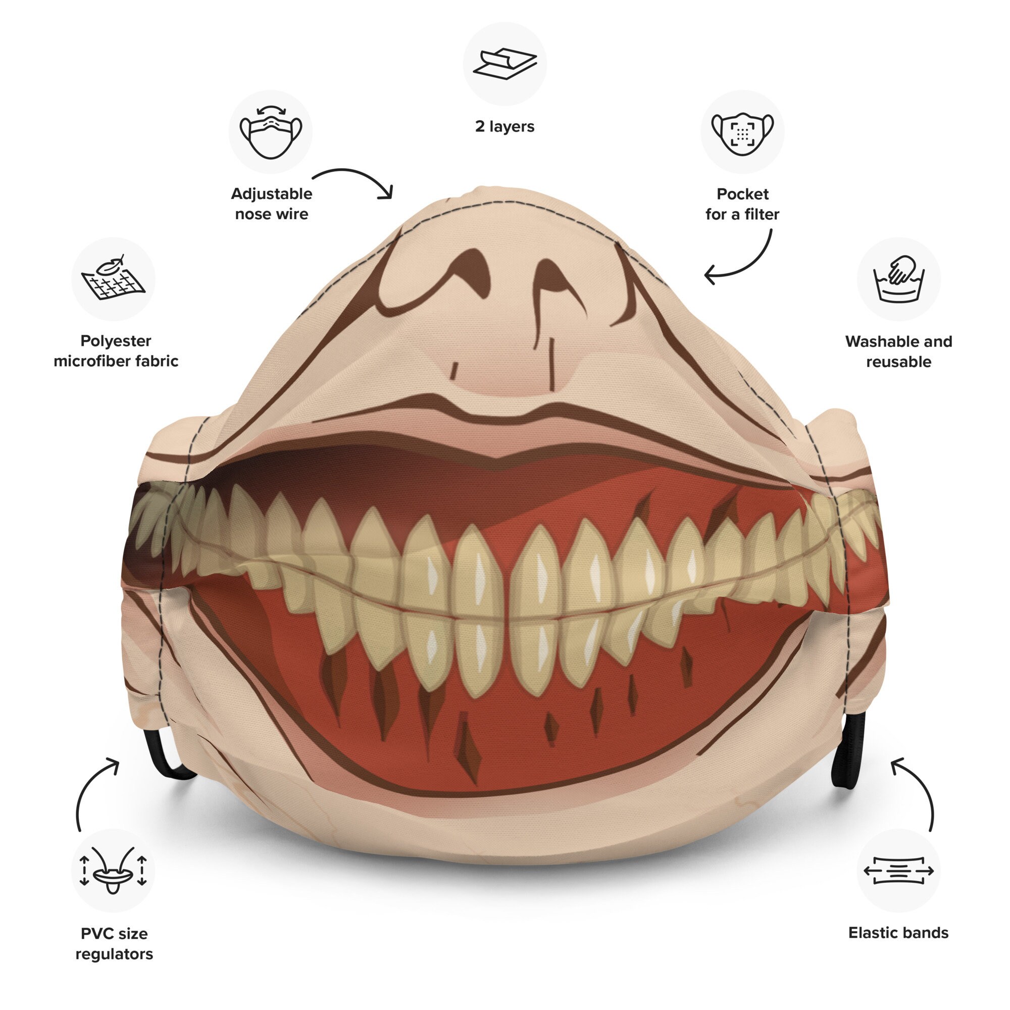 ANIME FACEMASK Titan Anime Mask Funny Mask Japanese Facemask Gift for ...