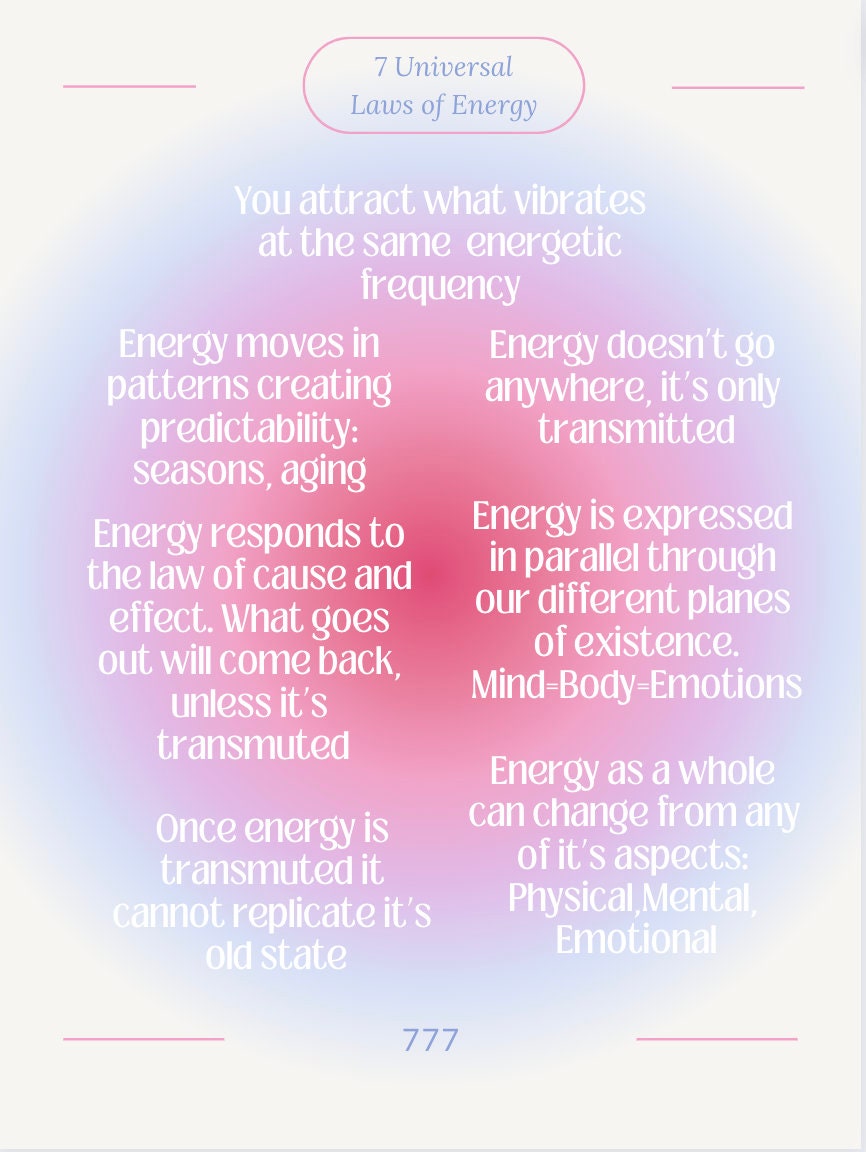 7 Universal Laws of Energy Poster - Etsy