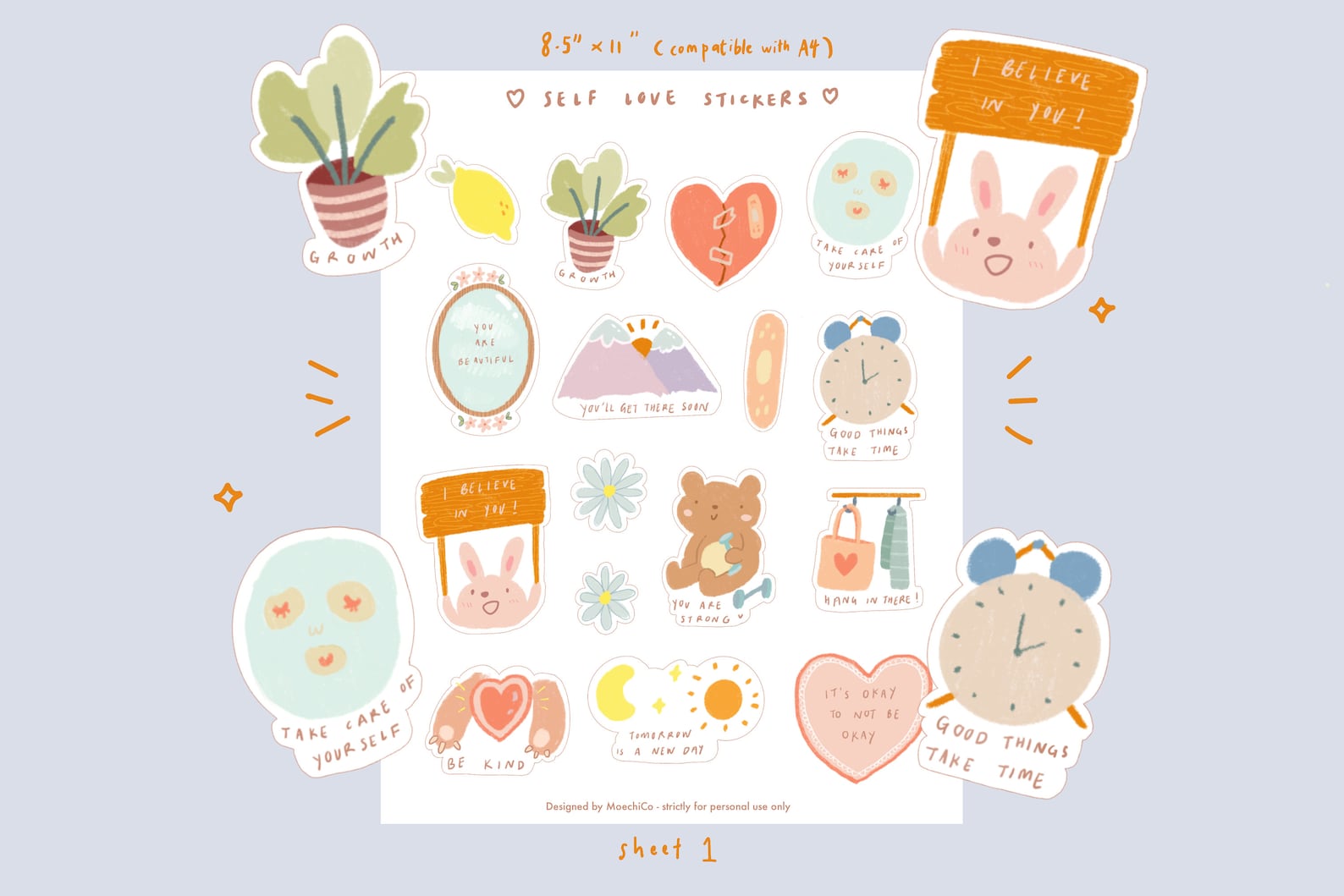 Self-love Stickers | Printable Stickers | Digital Stickers | Planner ...