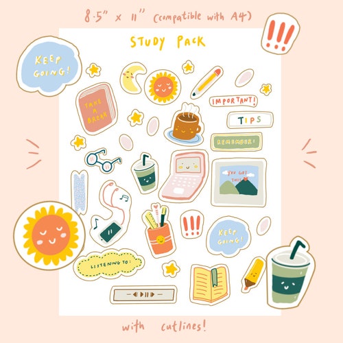 Study Stickers Printable Stickers Digital Stickers - Etsy