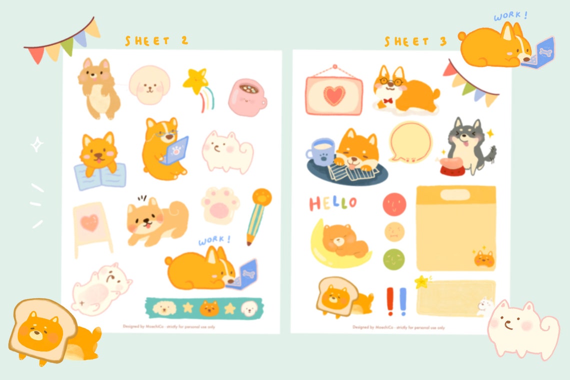 Cute Puppy Stickers | Digital Stickers | Printable Stickers | Goodnotes ...