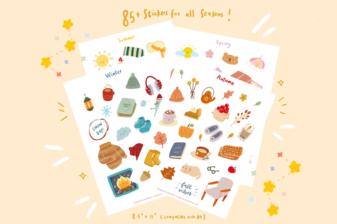 85+ Seasonal Stickers | Printable Stickers | Digital Stickers ...