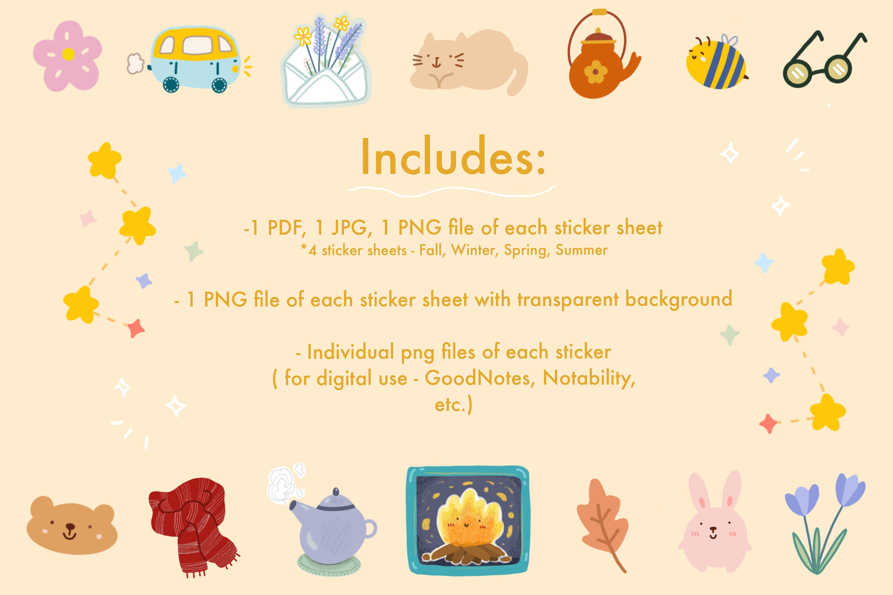 85+ Seasonal Stickers | Printable Stickers | Digital Stickers ...