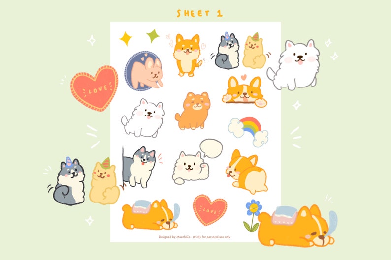 Cute Puppy Stickers | Digital Stickers | Printable Stickers | Goodnotes ...