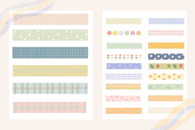 60 Pretty Digital Washi Tape Stickers | Goodnotes Stickers | Printable ...