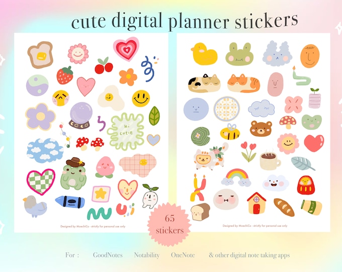 65 Cute Digital Planner Stickers Digital Stickers Printable Stickers ...