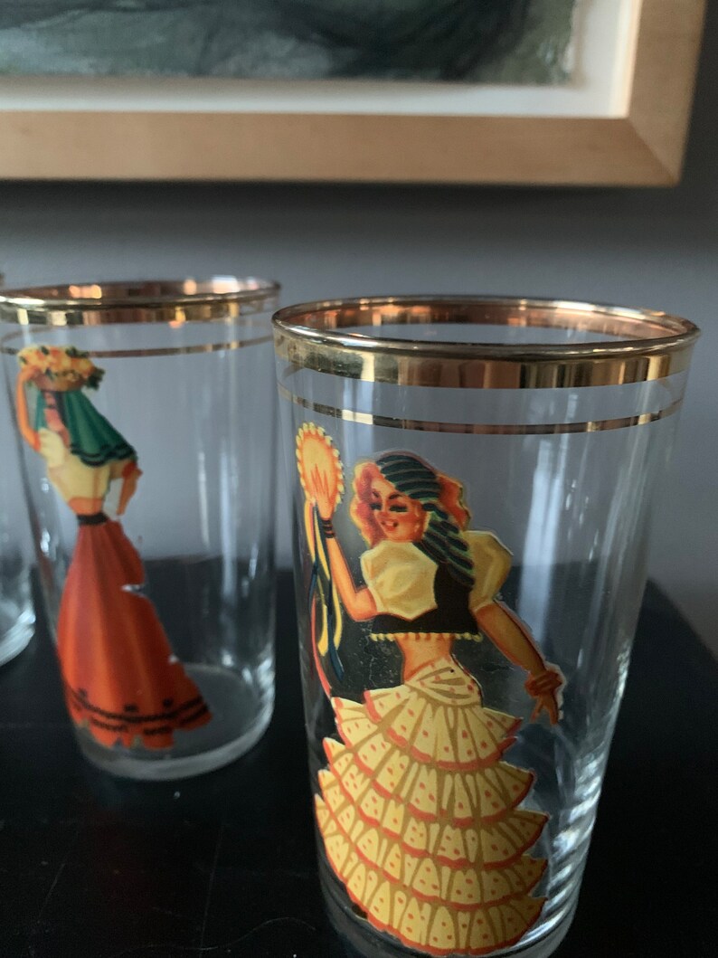 Vintage Peek a Boo Risqué Pin up Girl Glasses Set - Etsy