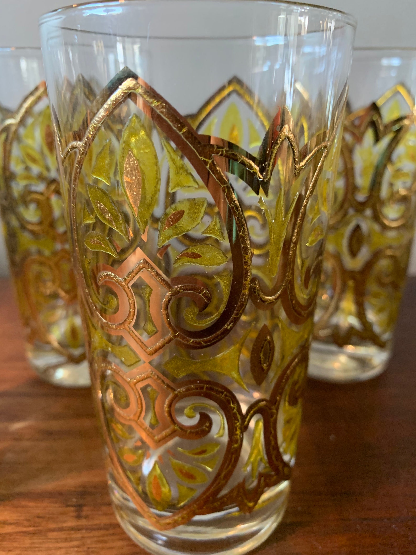Vintage Pasinski Green and Gold Barware, Culver - Etsy
