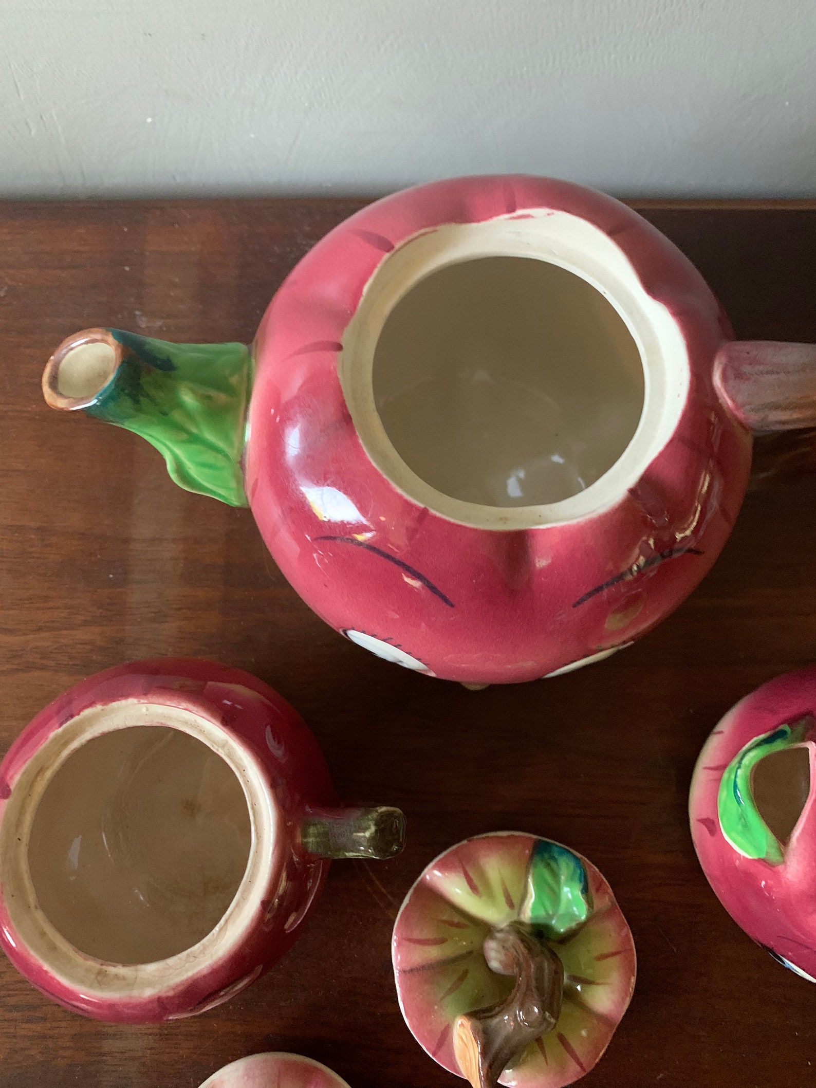 Vintage PY Anthropomorphic Apple Tea Pot, Sugar and Creamer - Etsy