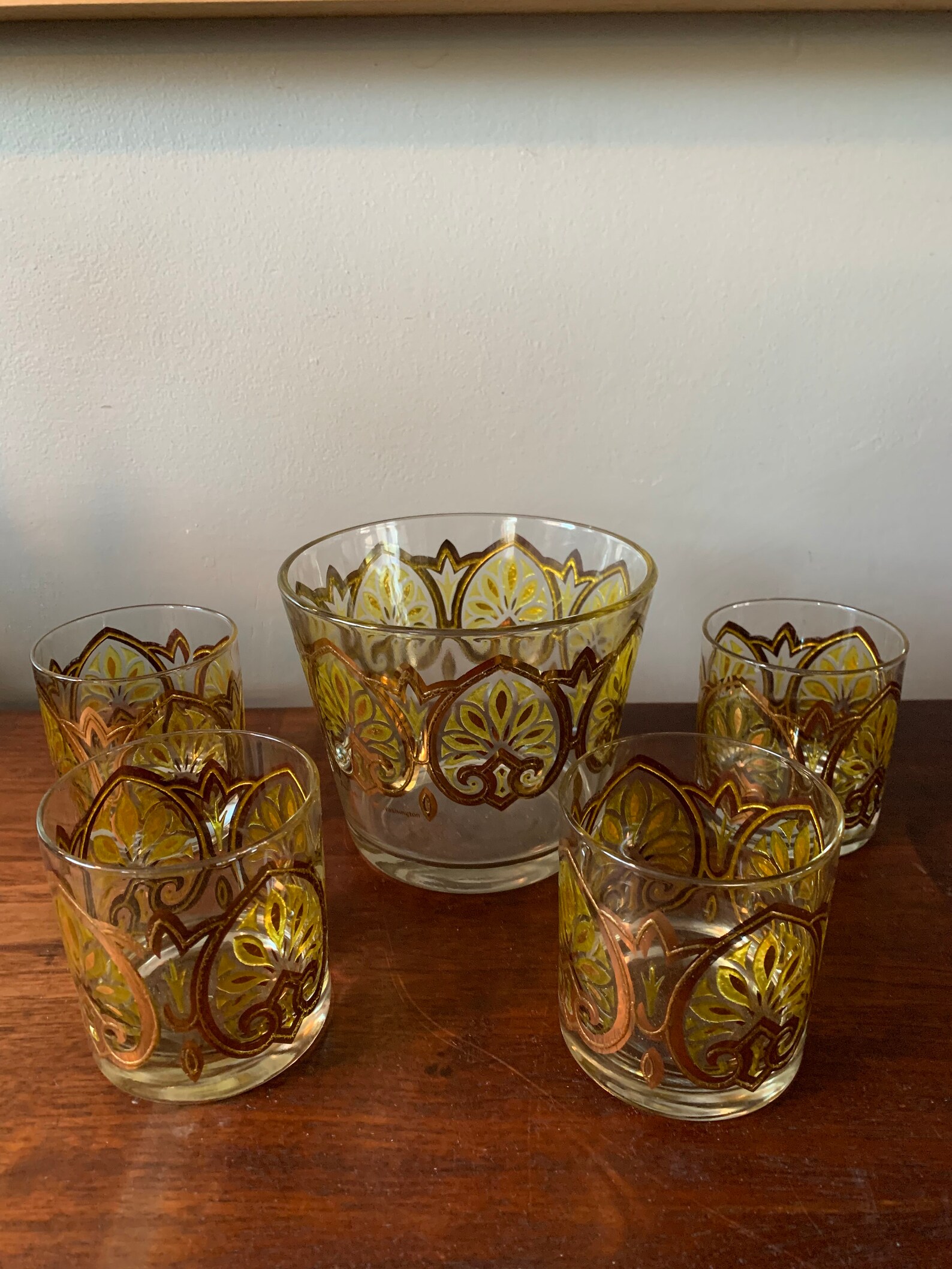 Vintage Pasinski Green and Gold Barware, Culver - Etsy