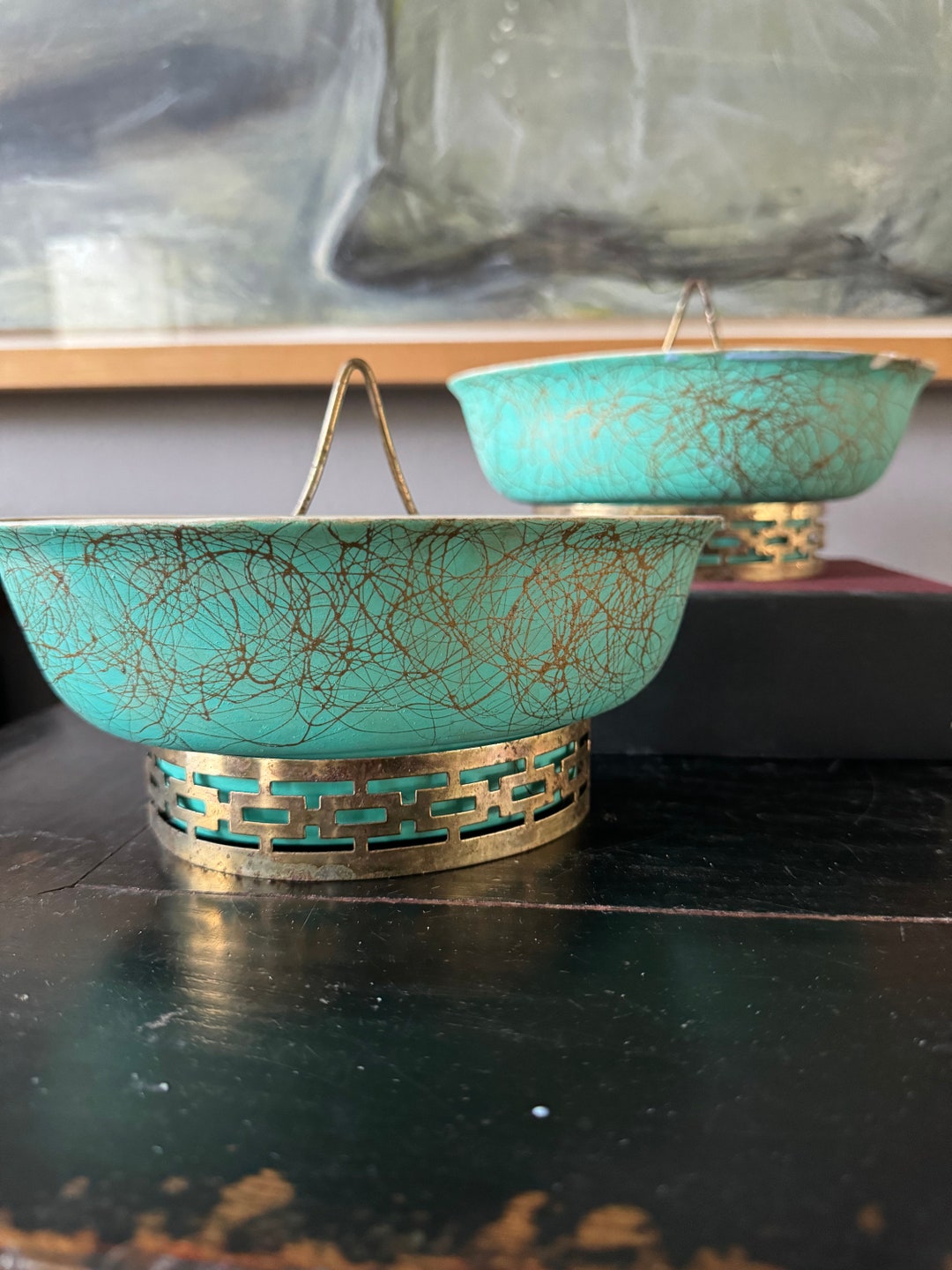 Vintage Maddox of California Number 103 Turquoise and Gold Wall Pocket ...