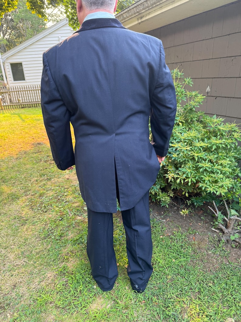 Vintage Navy Blue Tuxedo With Light Blue Ruffle Shirt and Black ...