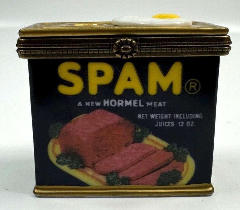 Vintage PHB Spam With Egg Porcelain Hinged Trinket Box, Midwest Cannon ...