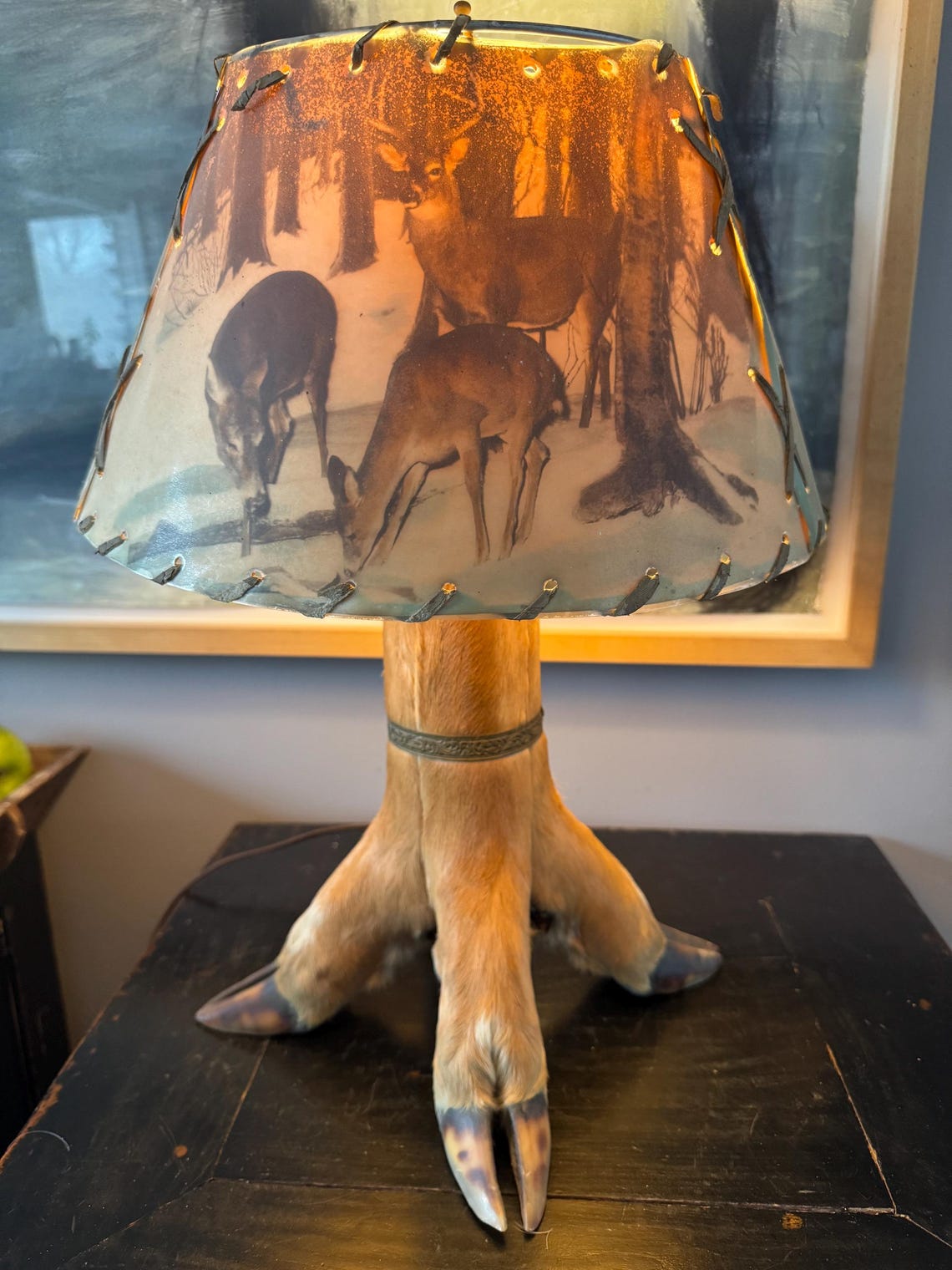 Vintage Deer Hoof Lamp With Original Shade, 4 Hooves - Etsy