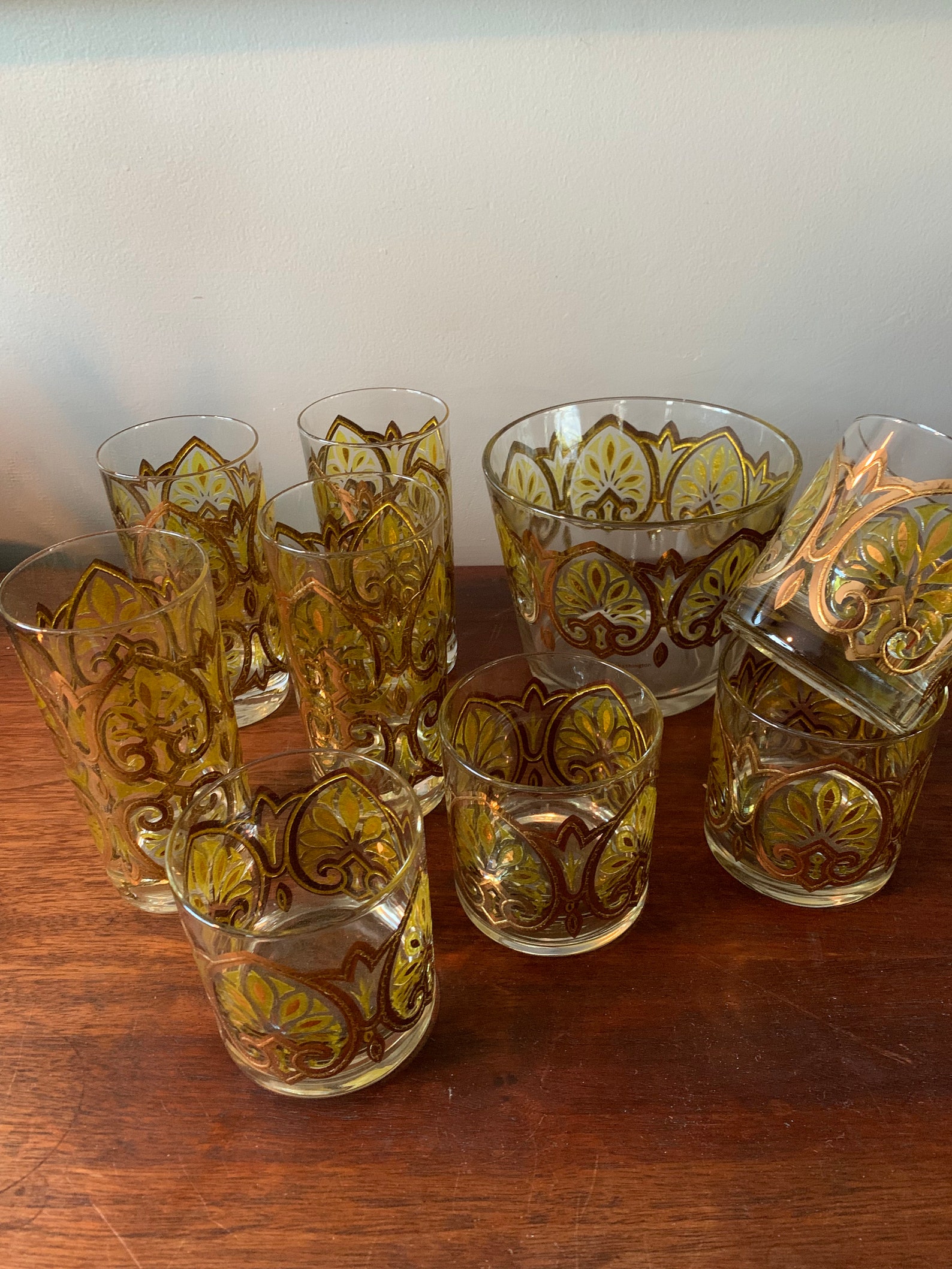 Vintage Pasinski Green and Gold Barware, Culver - Etsy