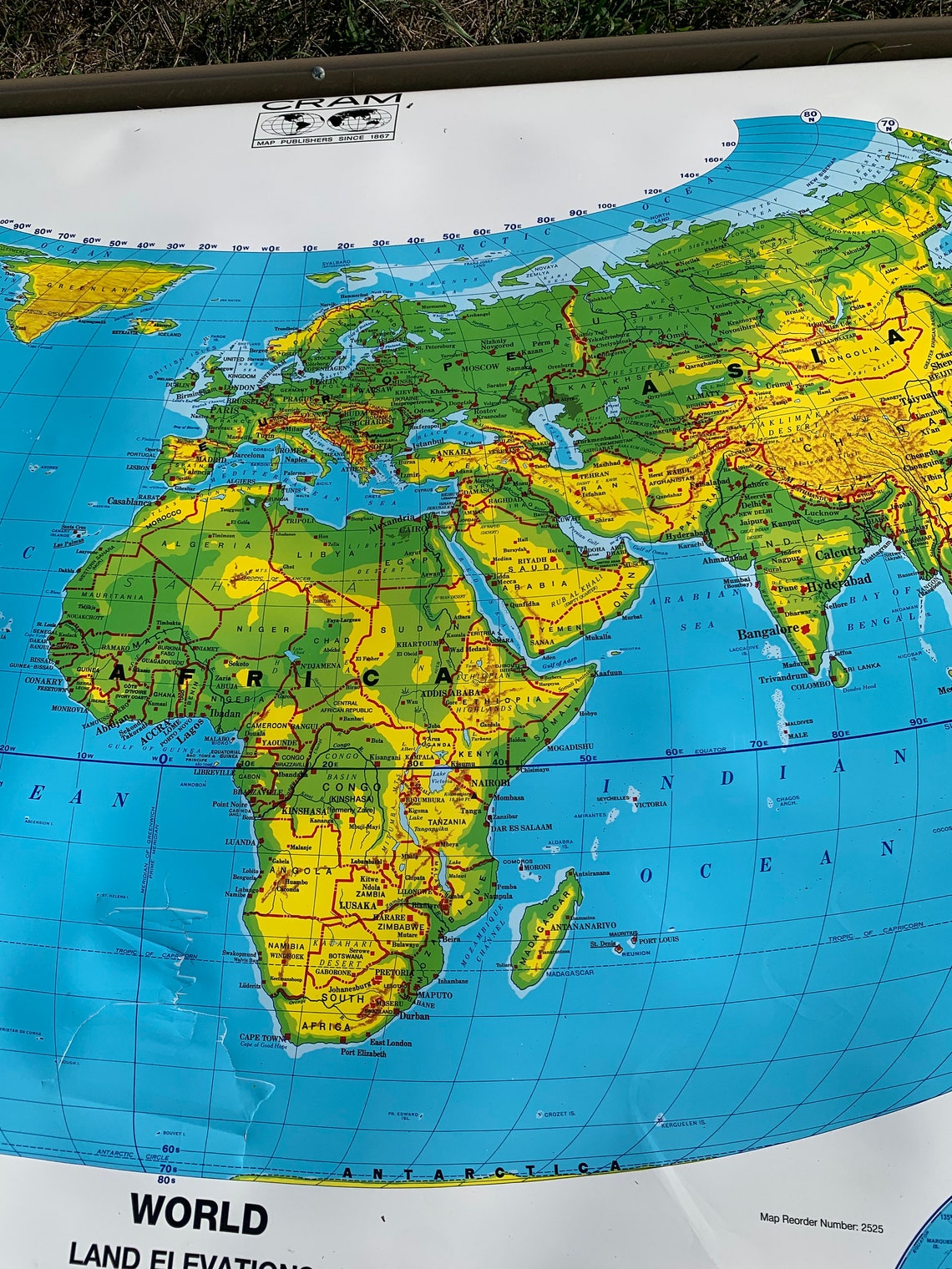 Vintage Cram World Map School Map Retractable - Etsy