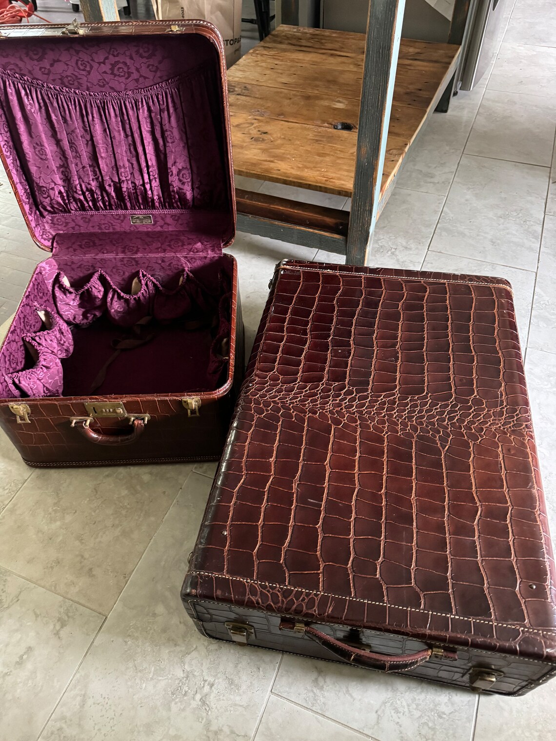 Vintage Suitcase Luggage Set, Genuine Cow Hide, Sold INDIVIDUALLY - Etsy