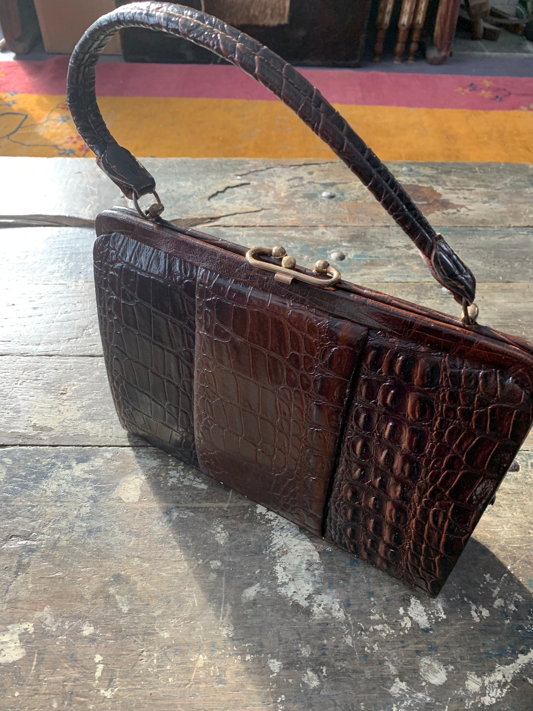Vintage Alligator Purse, Bag, Suede Interior - Etsy