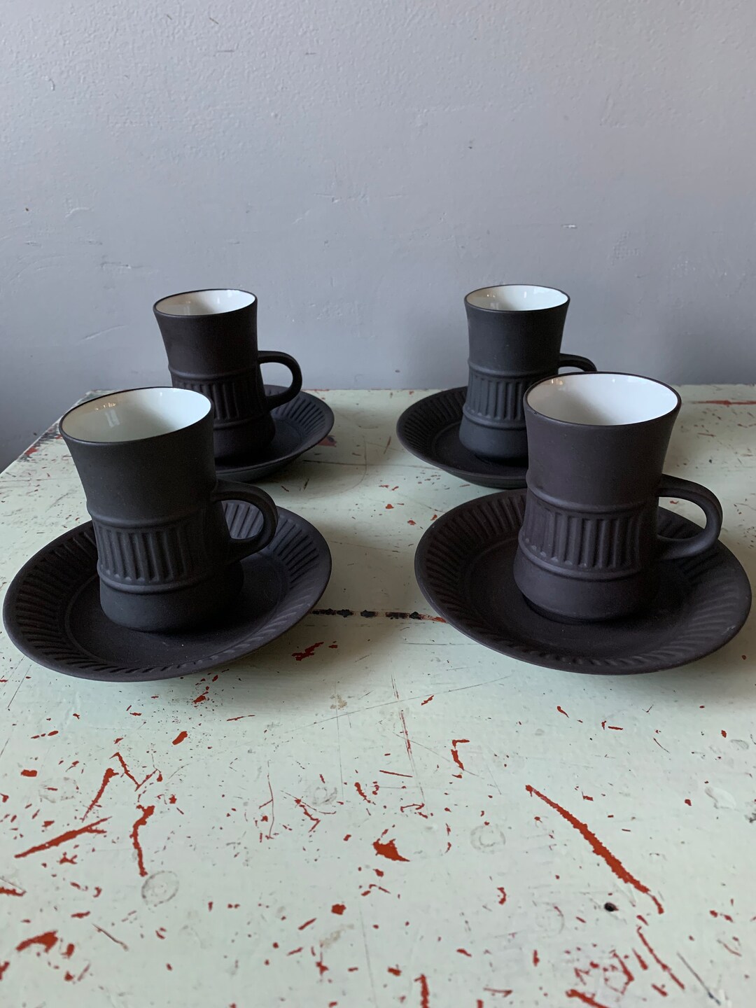 Vintage Dansk Flamestone Cups and Saucers Set of 4 - Etsy