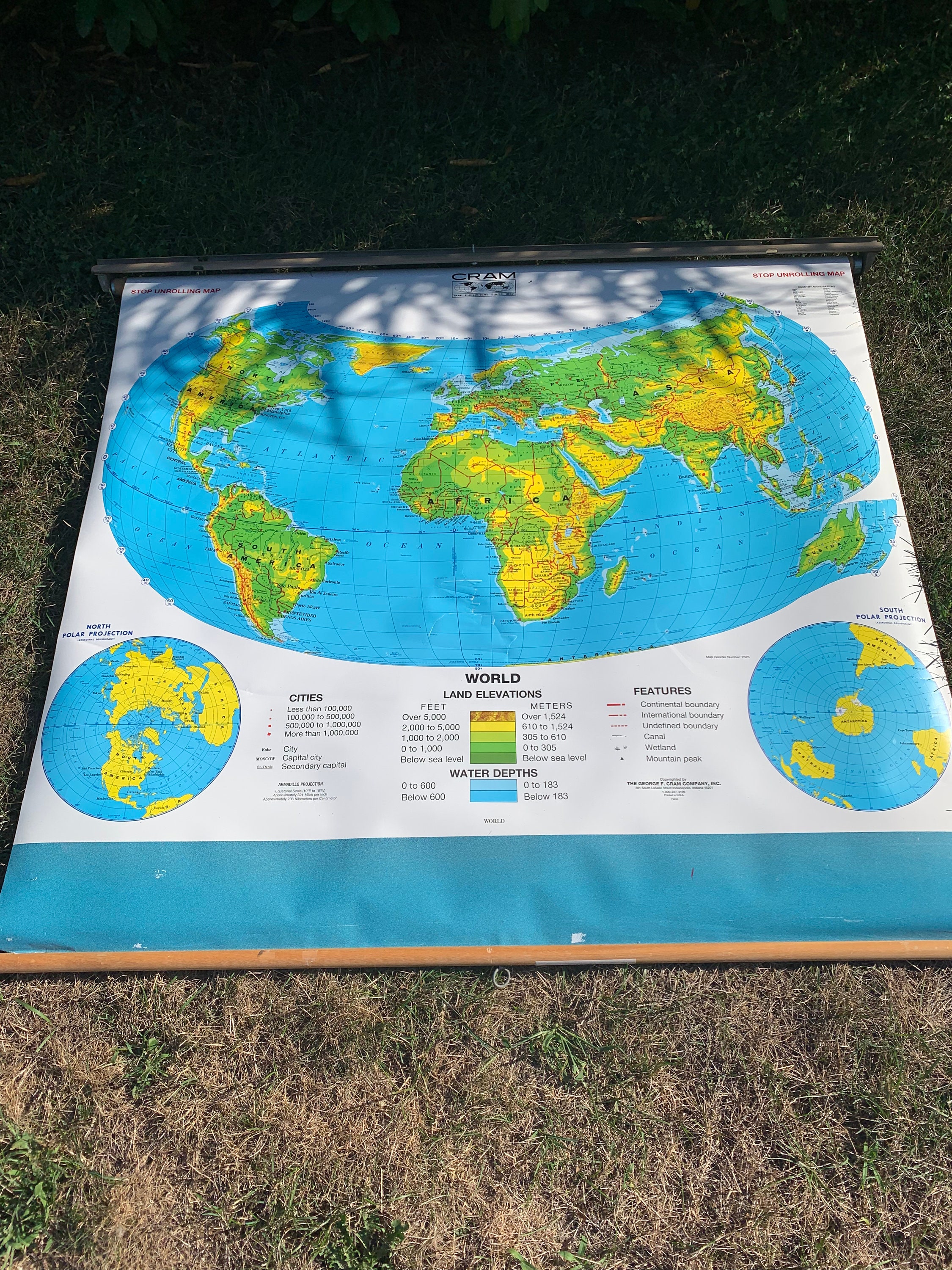 Vintage Cram World Map School Map Retractable - Etsy